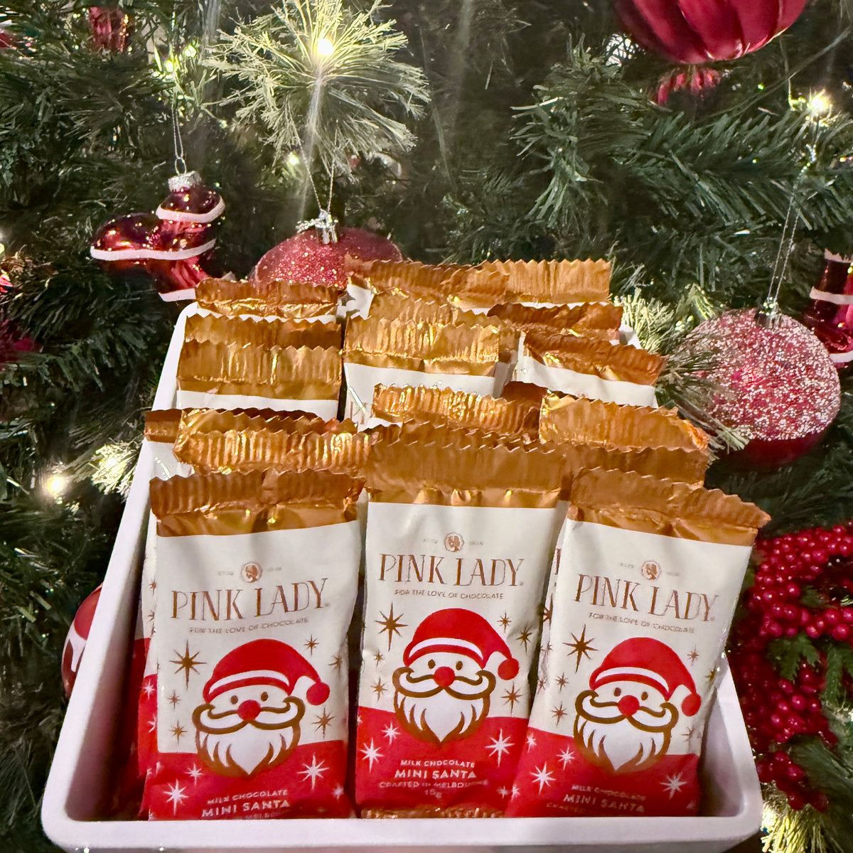 Pink Lady Chocolate Santas 12pc - 180gr | Party Arts